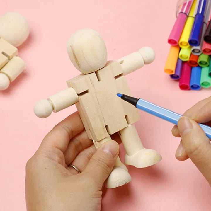 Creative Diy Wood Robot With Poster Paint & Brush – The Blingspot Studio
