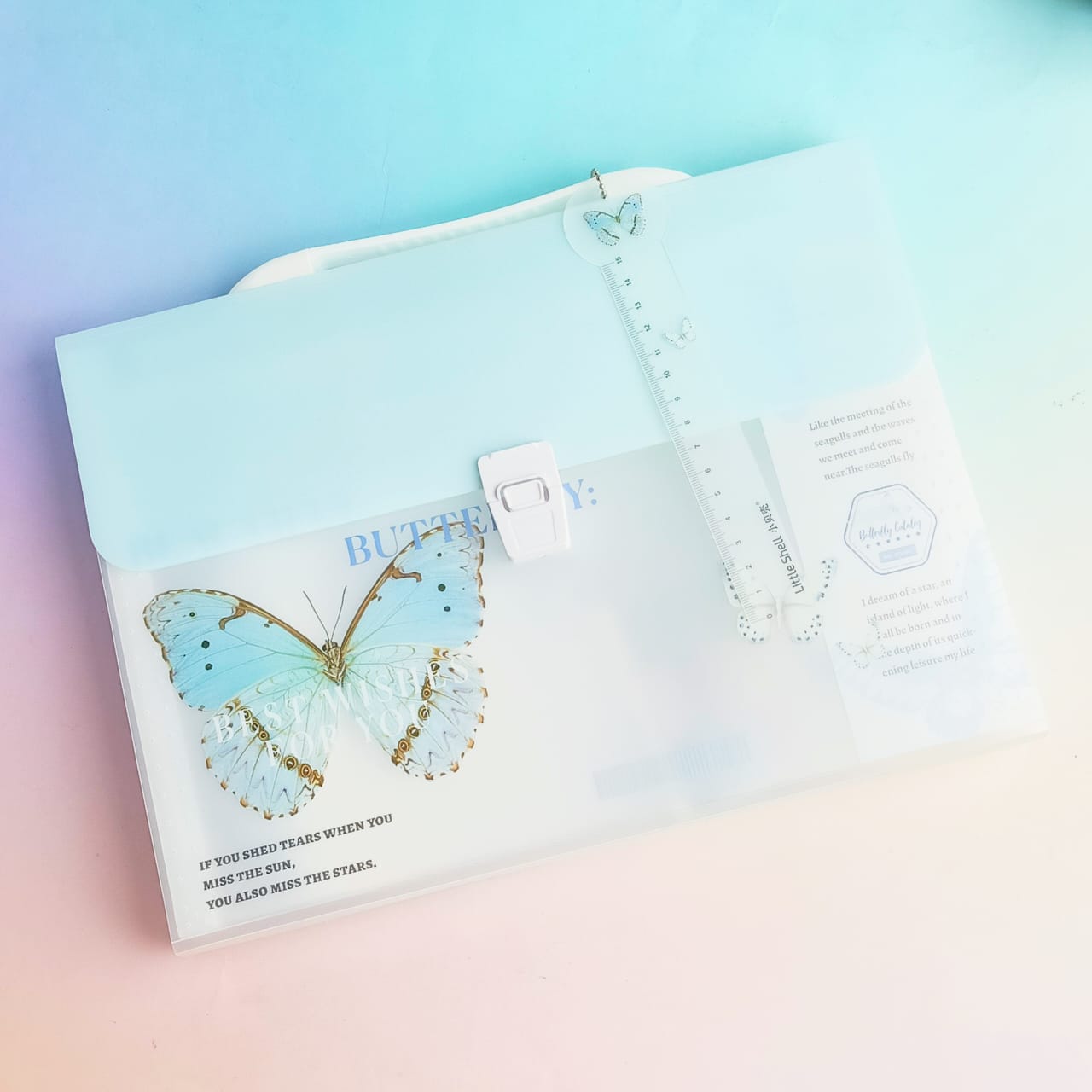 Retro Butterfly Blue - Expanding Document File – The Blingspot Studio
