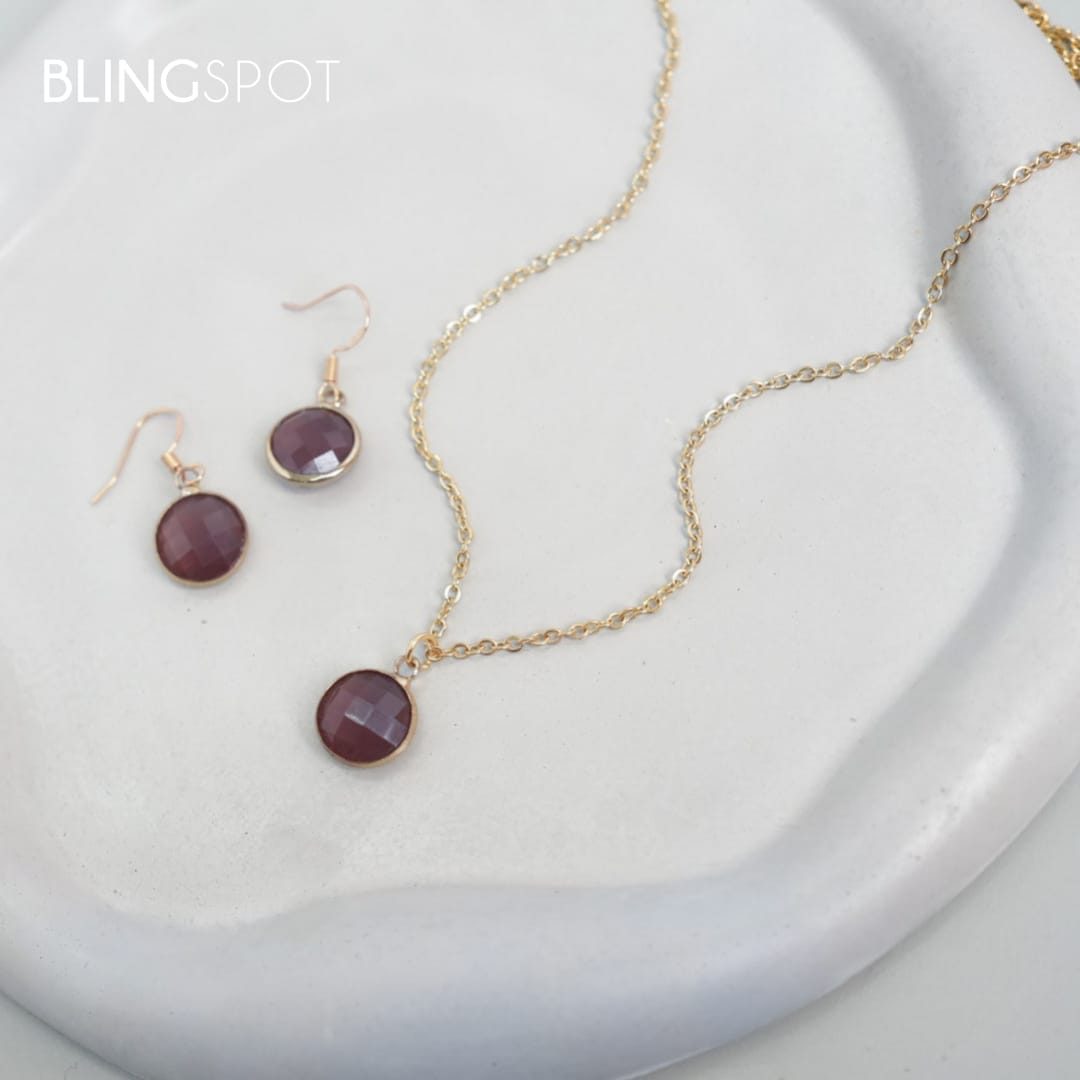 Maroon Crystal - Jewelry Set - The Blingspot Studio
