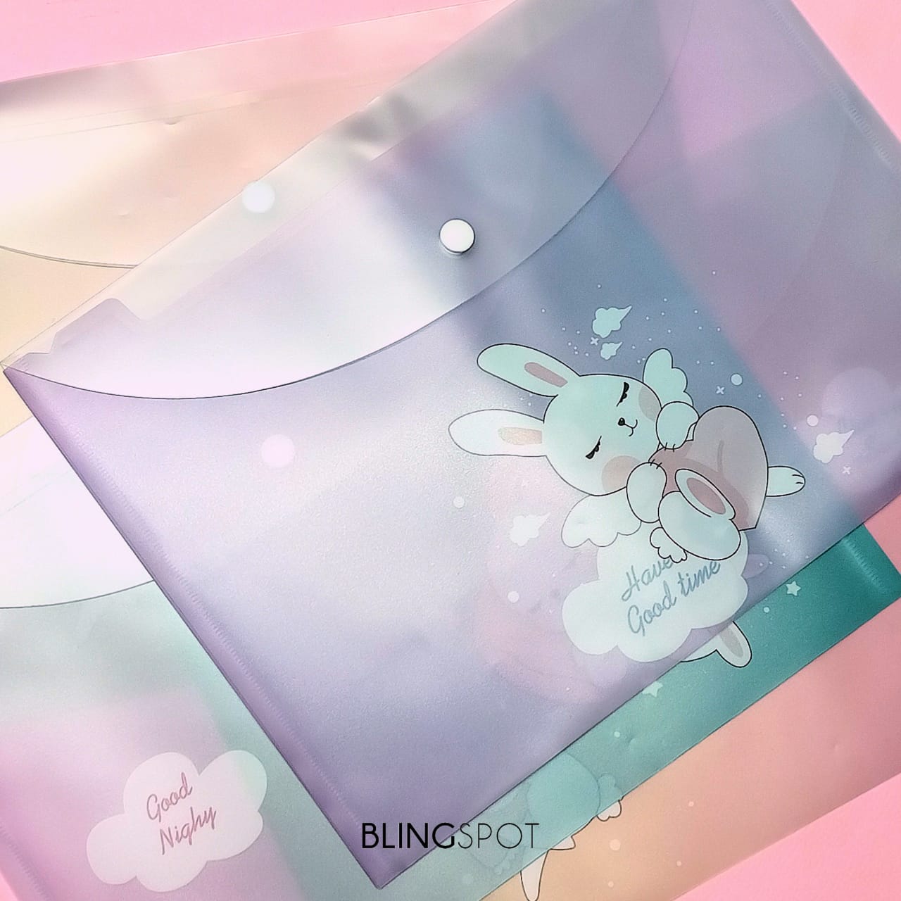 Cute Bunny Document Folder Large Pouch - Style 1 – The Blingspot Studio