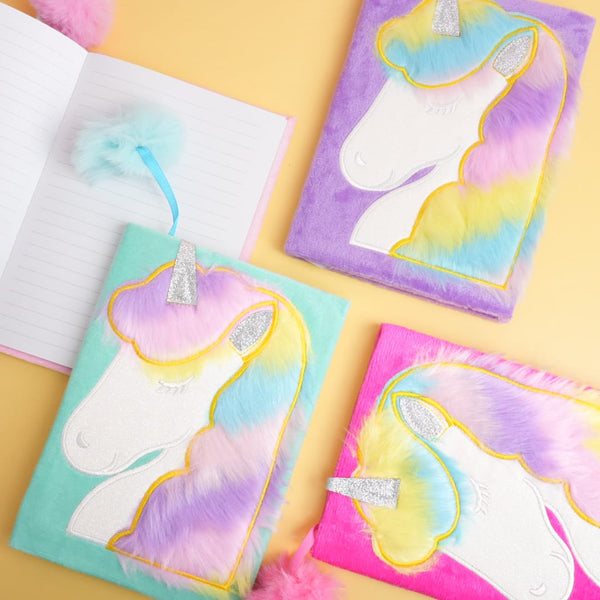 Unicorn Rainbow Hair - Fluffy Journal - The Blingspot Studio