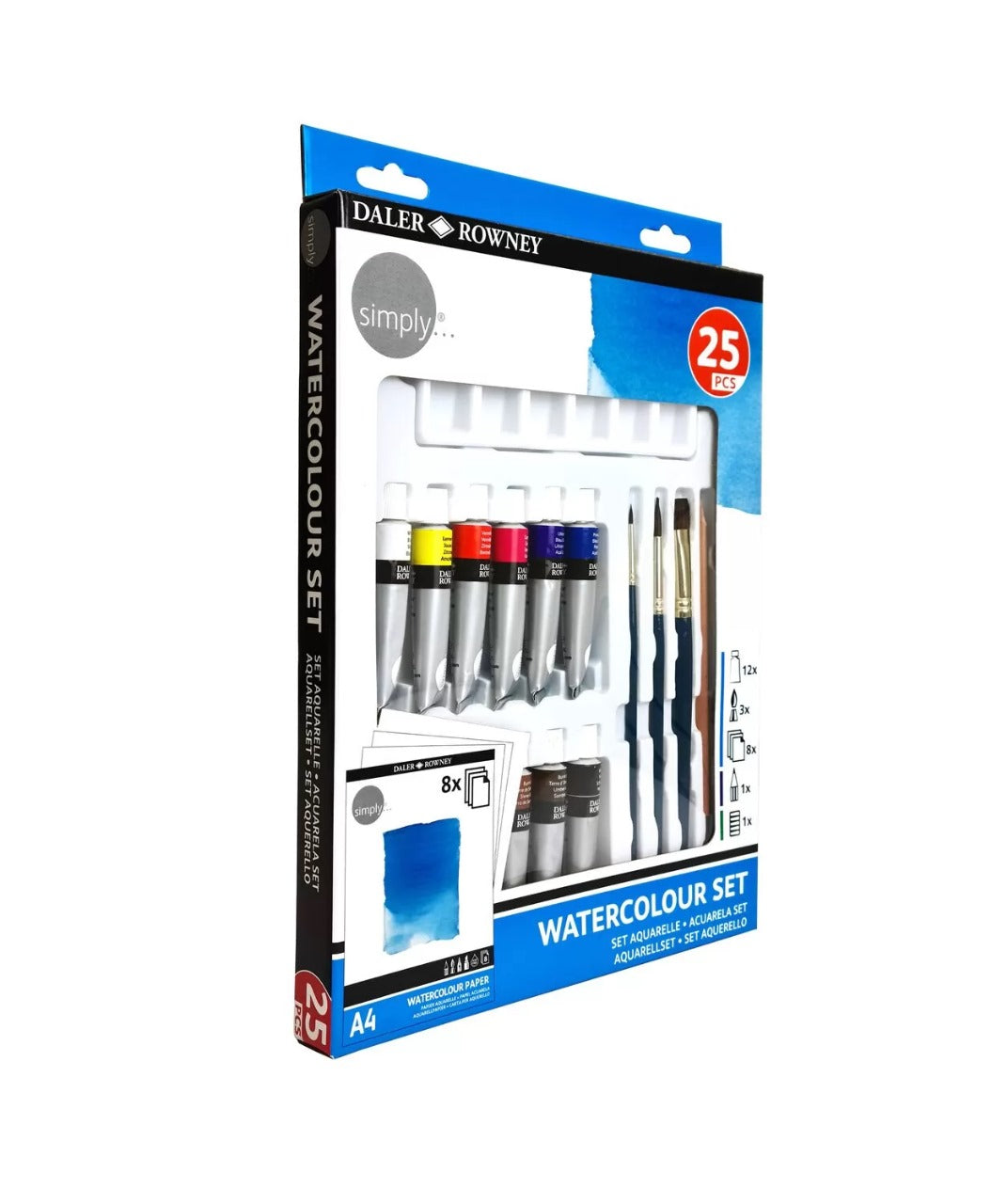 Daler-Rowney Simply Watercolor Painting Set Of 25 - The Blingspot Studio