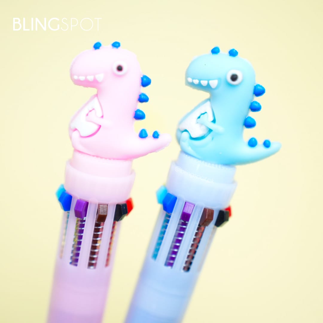 Multicolored Dino - Ballpoint Pen 10 in 1 – The Blingspot Studio