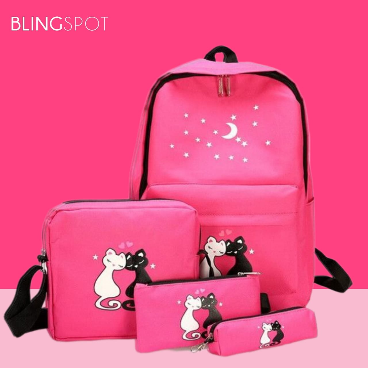 Cat Deep Pink- Backpack Set – The Blingspot Studio