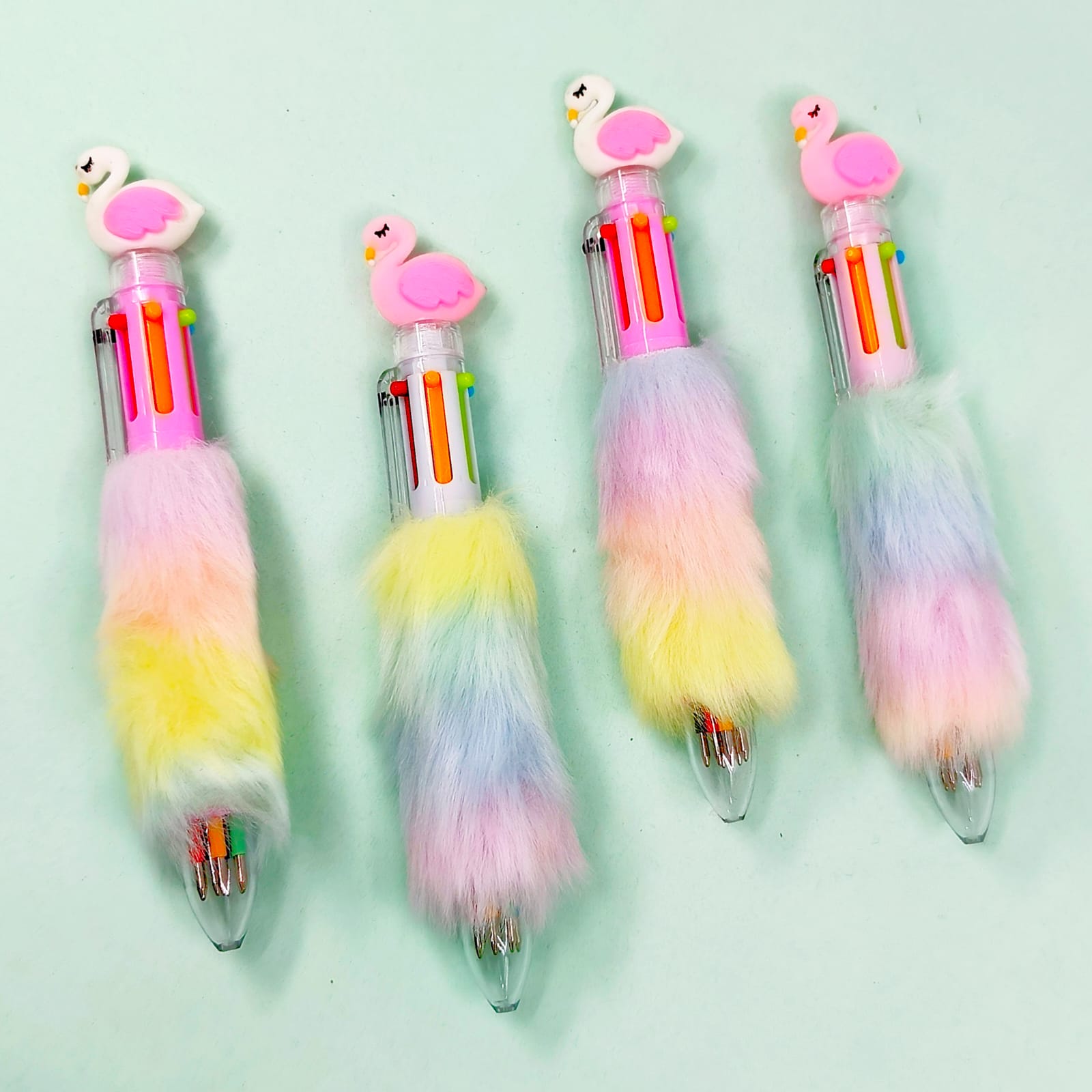 Flamingo Rainbow Fluffy - Multicolored Ball Pen – The Blingspot Studio