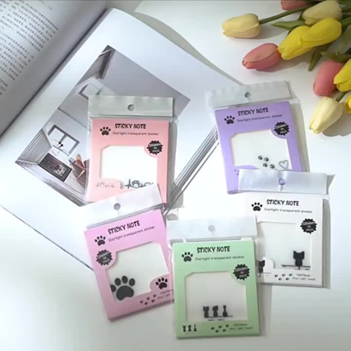 Cat & Paw Starlight Transparent - Sticky Notes – The Blingspot Studio