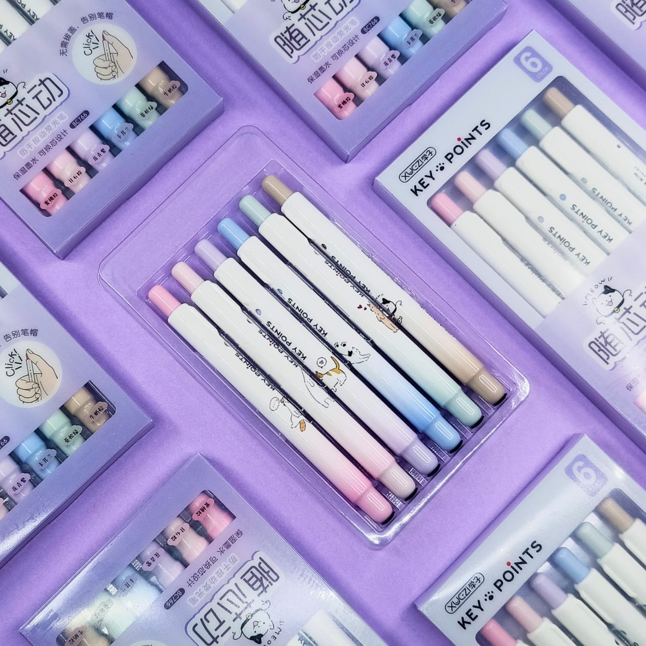 Macaron Key Points - Press Highlighter Set of 6 – The Blingspot Studio