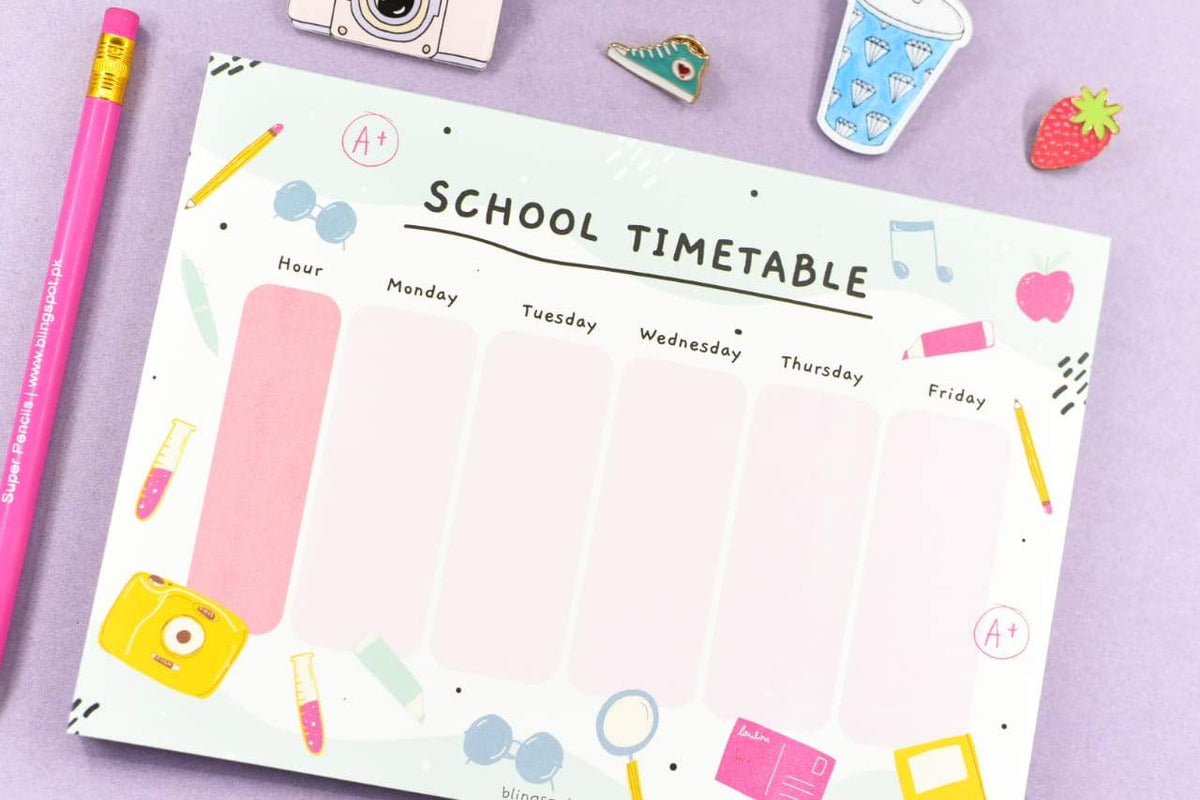 School Timetable Notepad - The Blingspot Studio