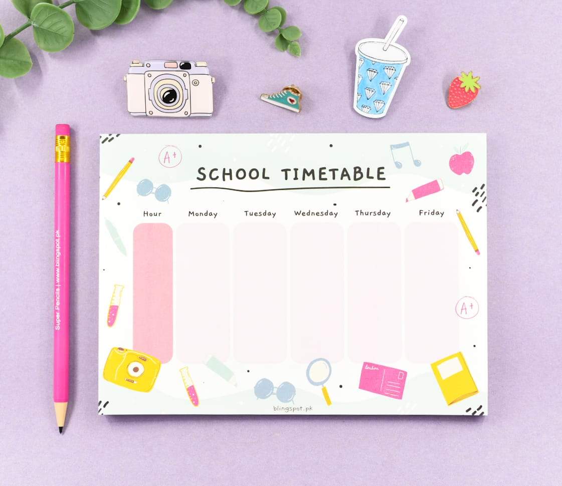 School Timetable Notepad – The Blingspot Studio