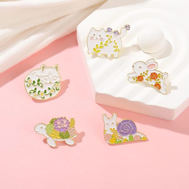 Floral Animals - Enamel Pin – The Blingspot Studio
